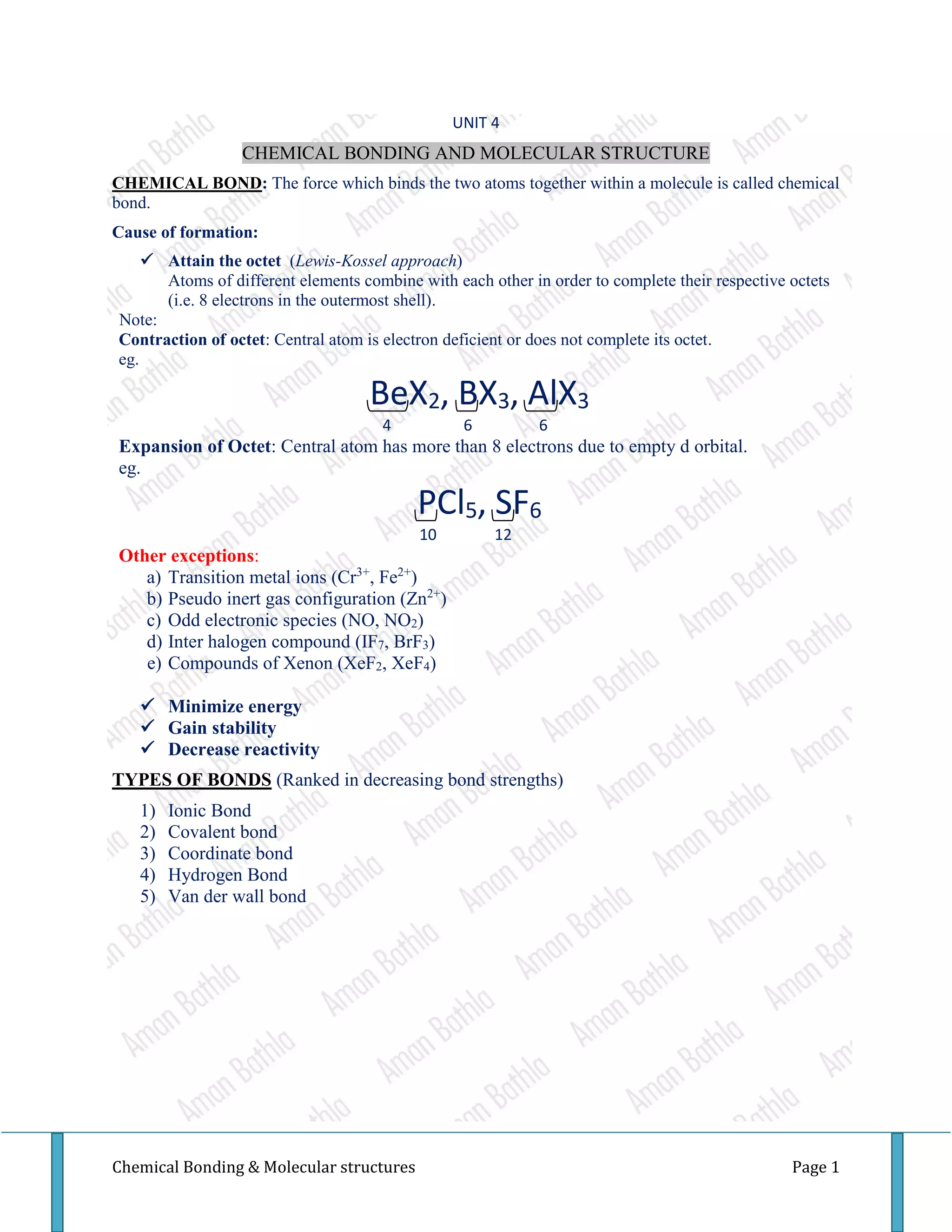 Chemical bonding and molecular structure | PDF