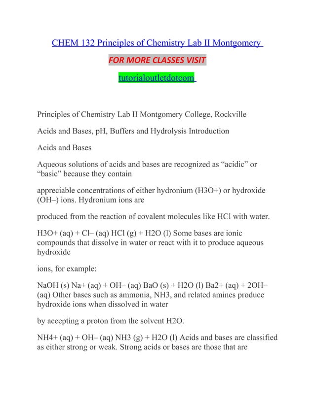 Chem 132 principles of chemistry lab ii montgomery | DOC | Chemistry | Science