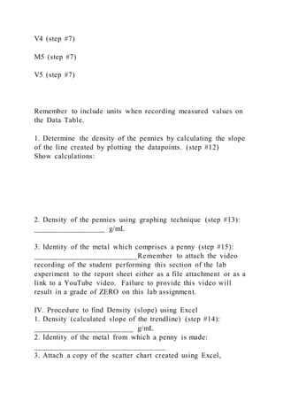 CHEM 1405 - Introductory Chemistry IDetermination of Density C | PDF
