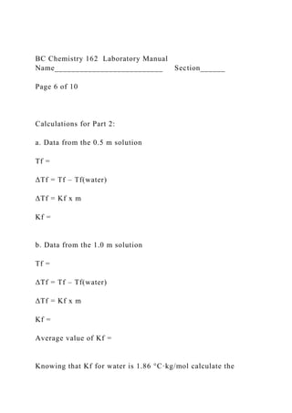 Chem 162 Lab 7 Freezing Point Depression Lab- .docx