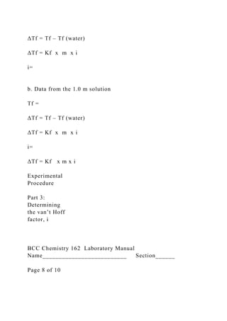 Chem 162 Lab 7 Freezing Point Depression Lab- .docx