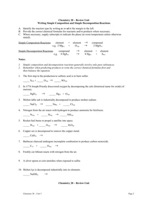 Chem 20 Review Section 2 Worksheets | DOC