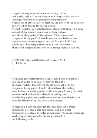 CHEM 2423 Recrystallization of Benzoic Acid .docx
