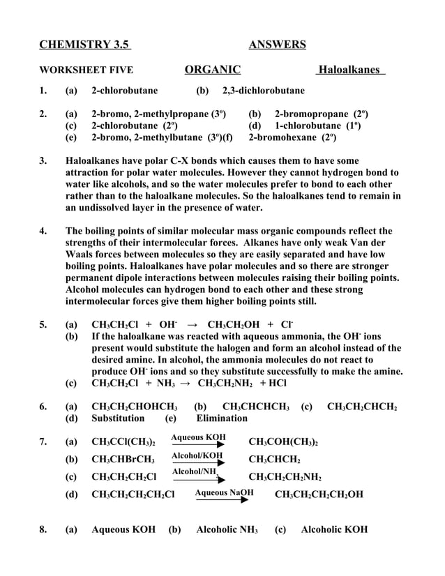 Chem 3.5 answers #5 | PDF