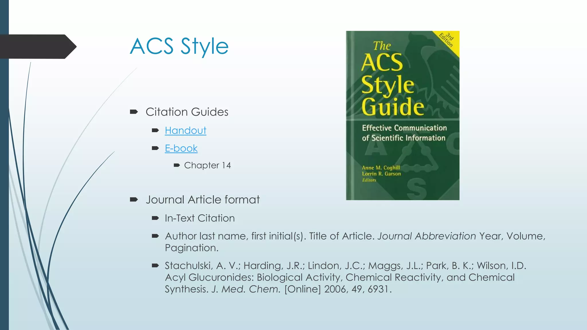 Chem 323 – ACS style and using Mendeley | PPTX