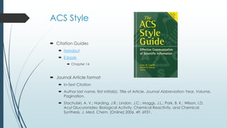 Chem 323 – ACS style and using Mendeley | PPTX