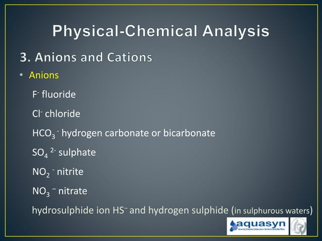 Chemical and physical analysis of bottled water | PPTX | Chemistry ...