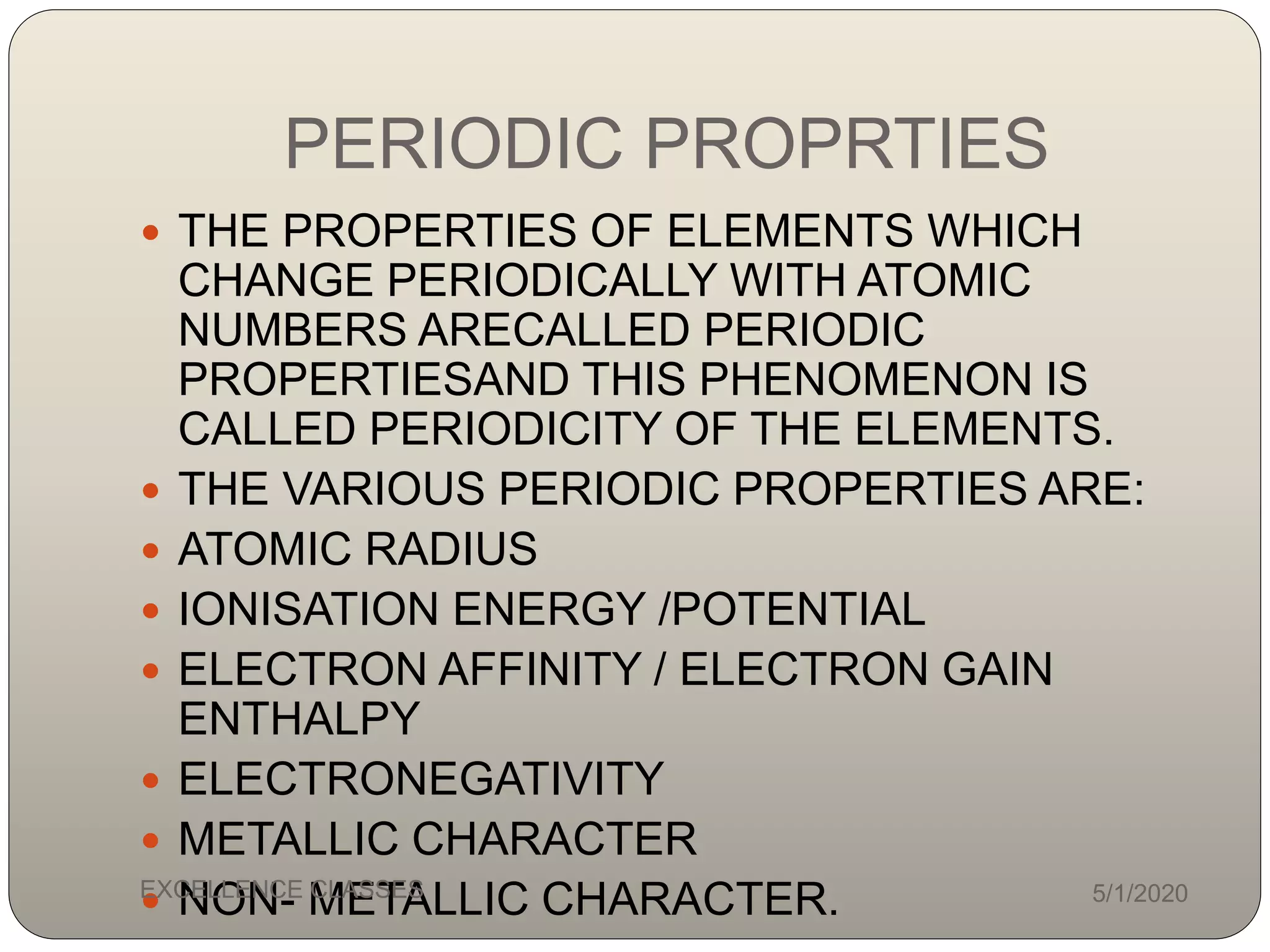 Periodic Properties of Elements (Class X CBSE & ICSE) | PPTX