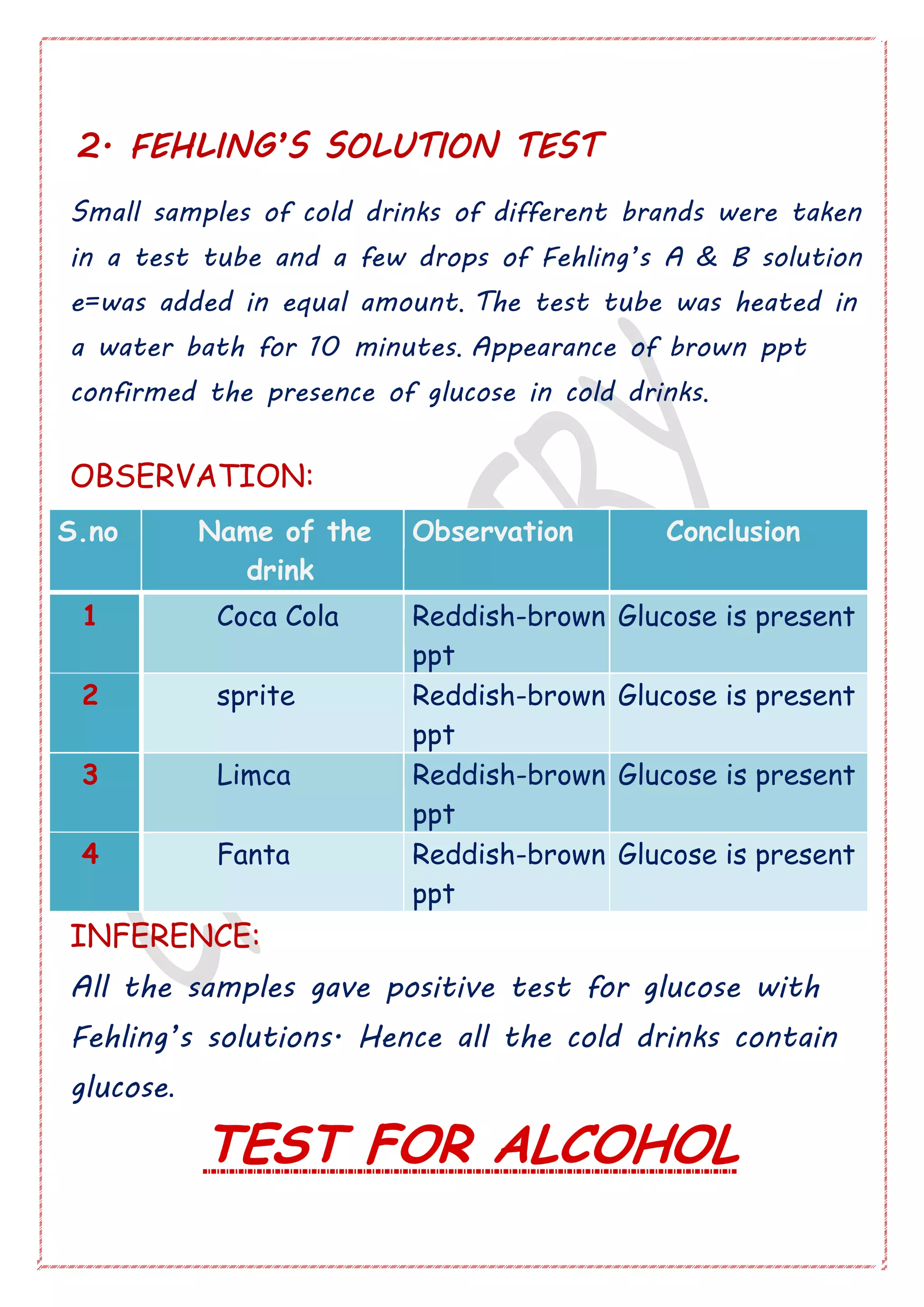 Chemistry Investigatory Project on COLD DRINKS | PDF