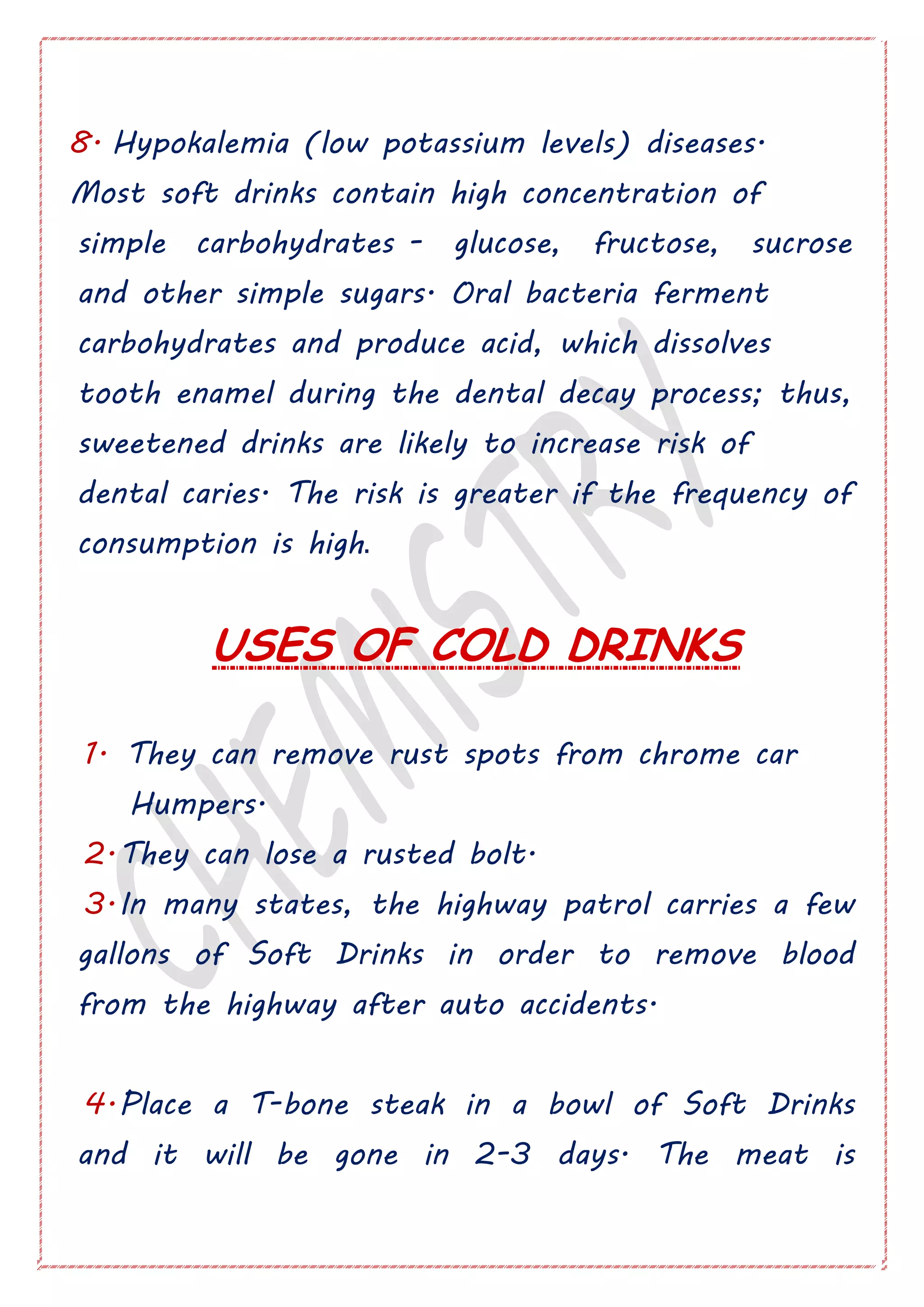 Chemistry Investigatory Project on COLD DRINKS | PDF
