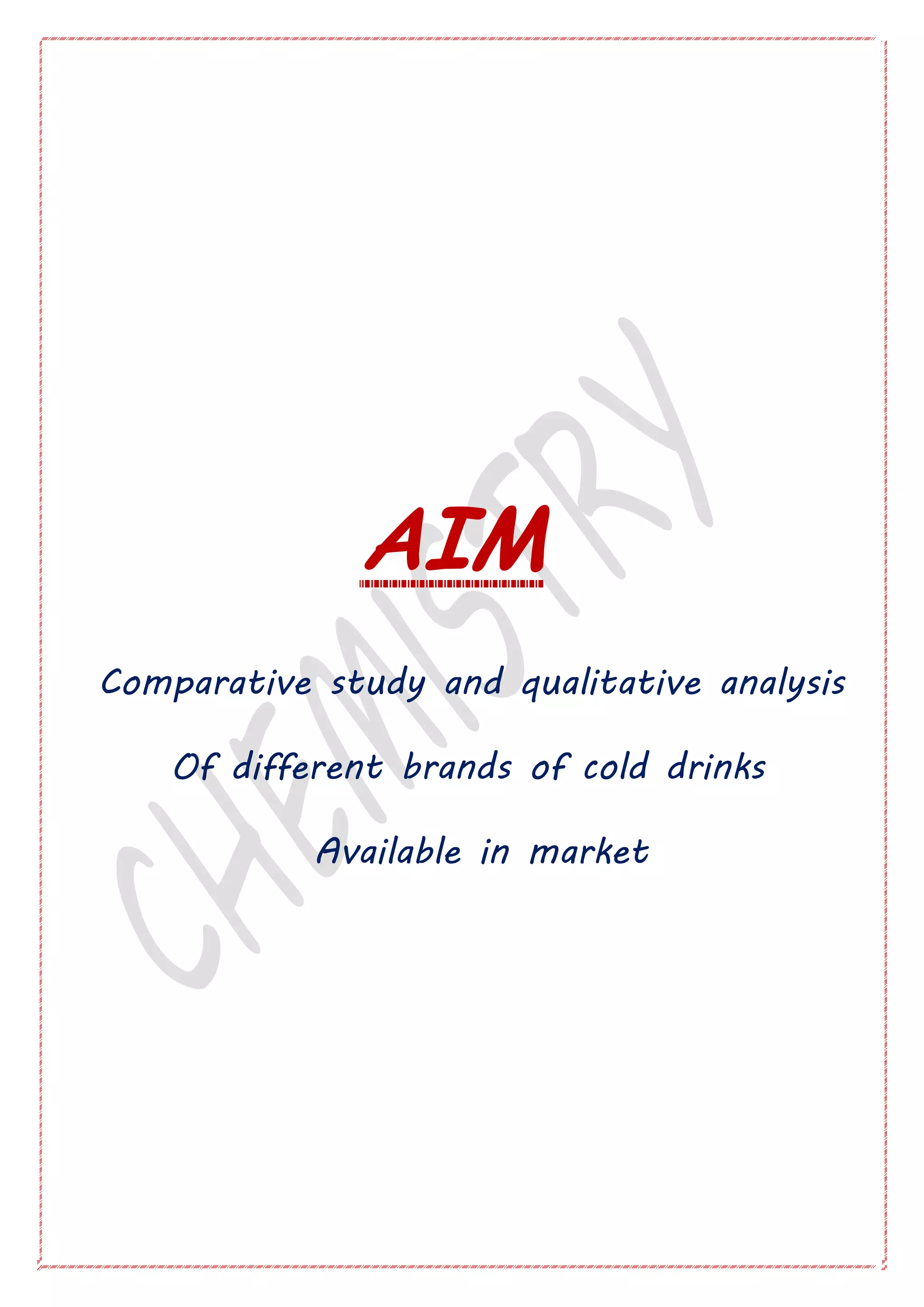 Chemistry Investigatory Project on COLD DRINKS | PDF