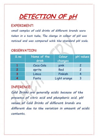 Chemistry Investigatory Project on COLD DRINKS | PDF