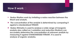 Redox titration ( organic and analytical chemistry) | PPTX