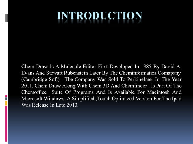 Chem draw software | PPTX | Desktop Publishing | Computer Software and Applications