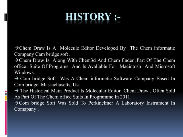 Chem draw software | PPTX | Desktop Publishing | Computer Software and Applications