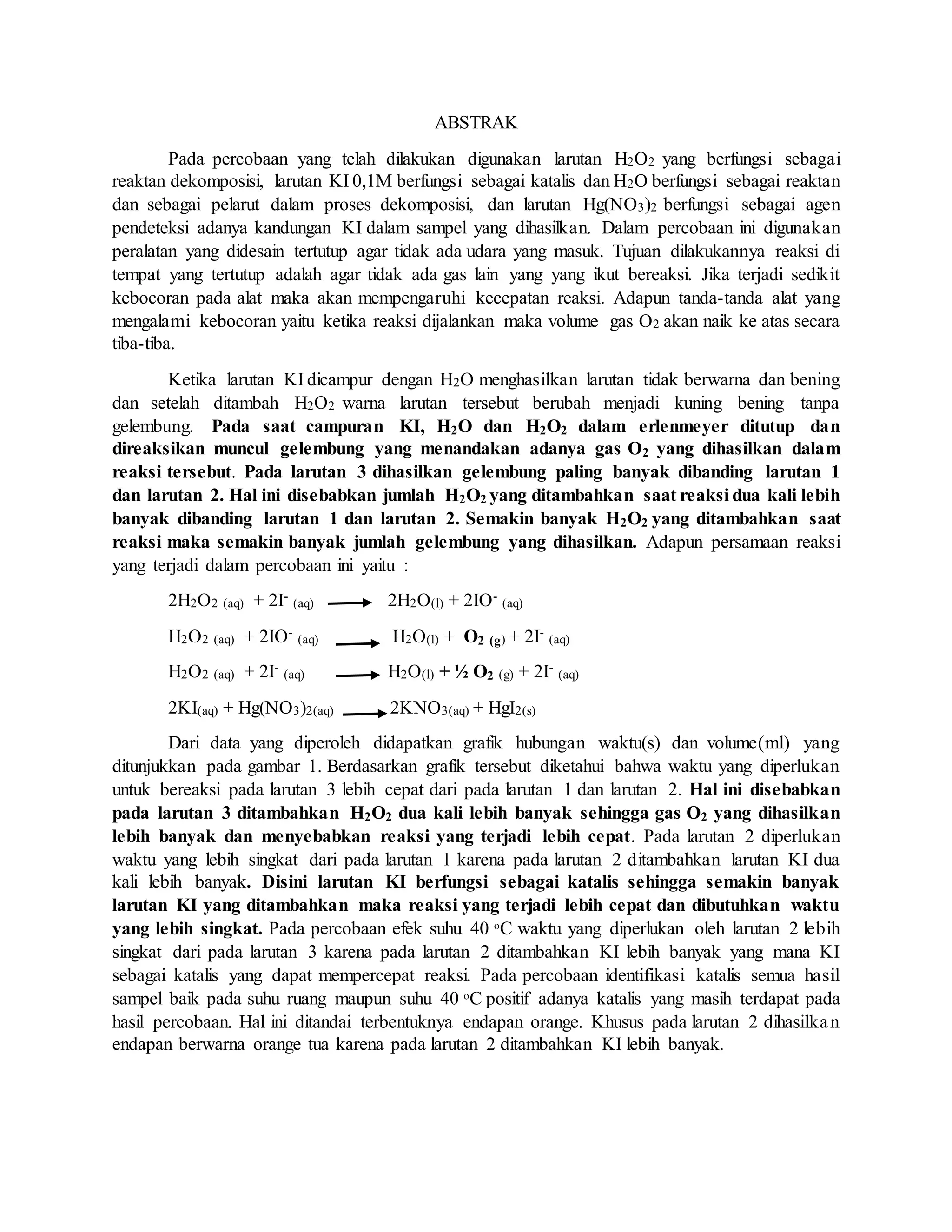 Dekomposisi Hidrogen Peroksida | DOCX