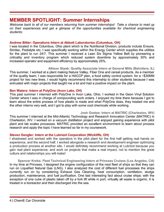 ChemE Car Chronicle September | PDF