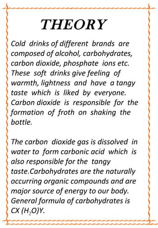 Chemistry project on cold drinks | PPT