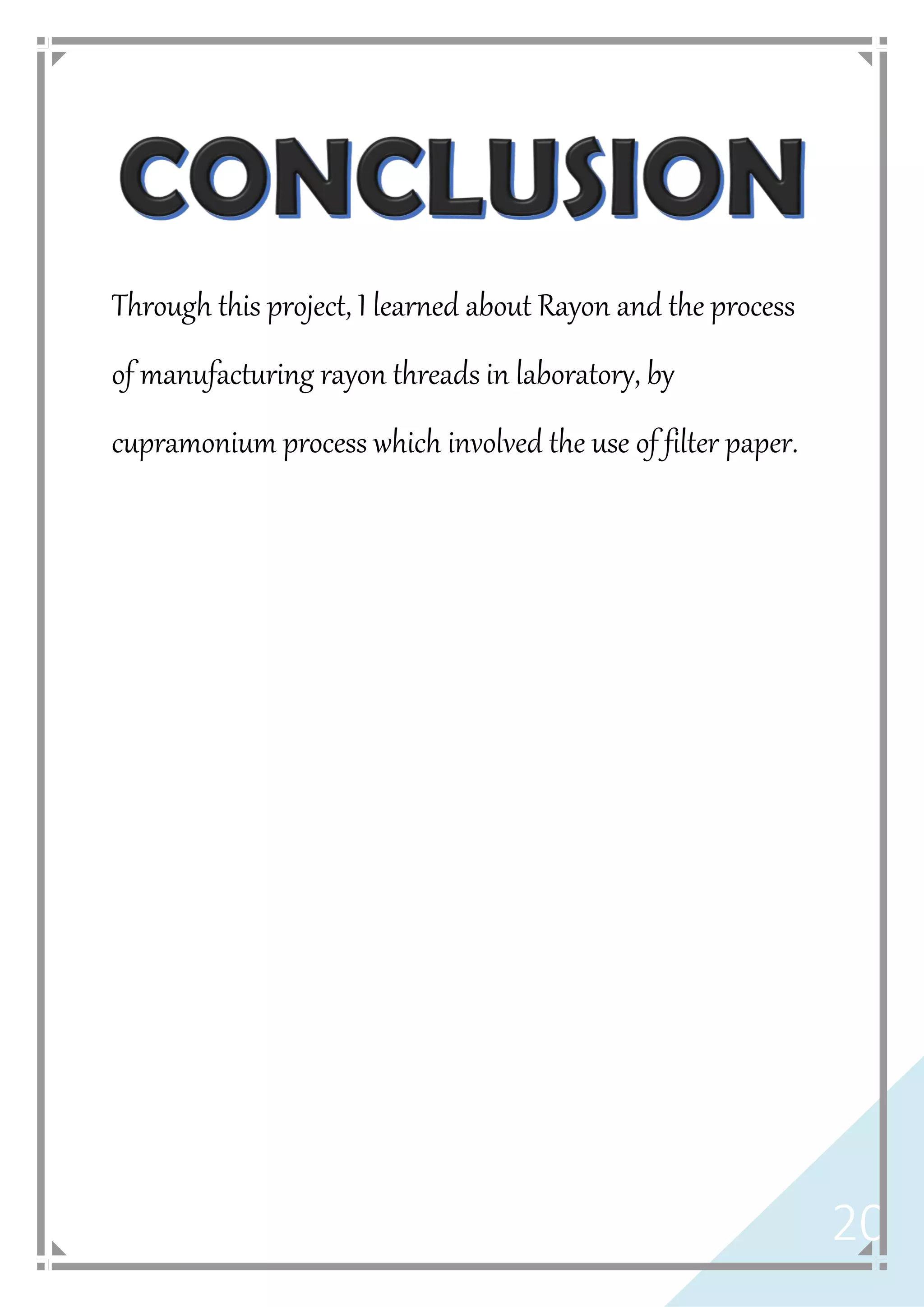 Chemistry investigatory project on " RAYON" | PDF