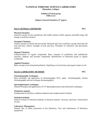 Syllabus for the examination of National Forensic Science Laboratory ...