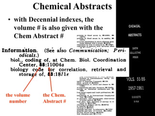 Research methodology - Chemical abstracts - already available material ...