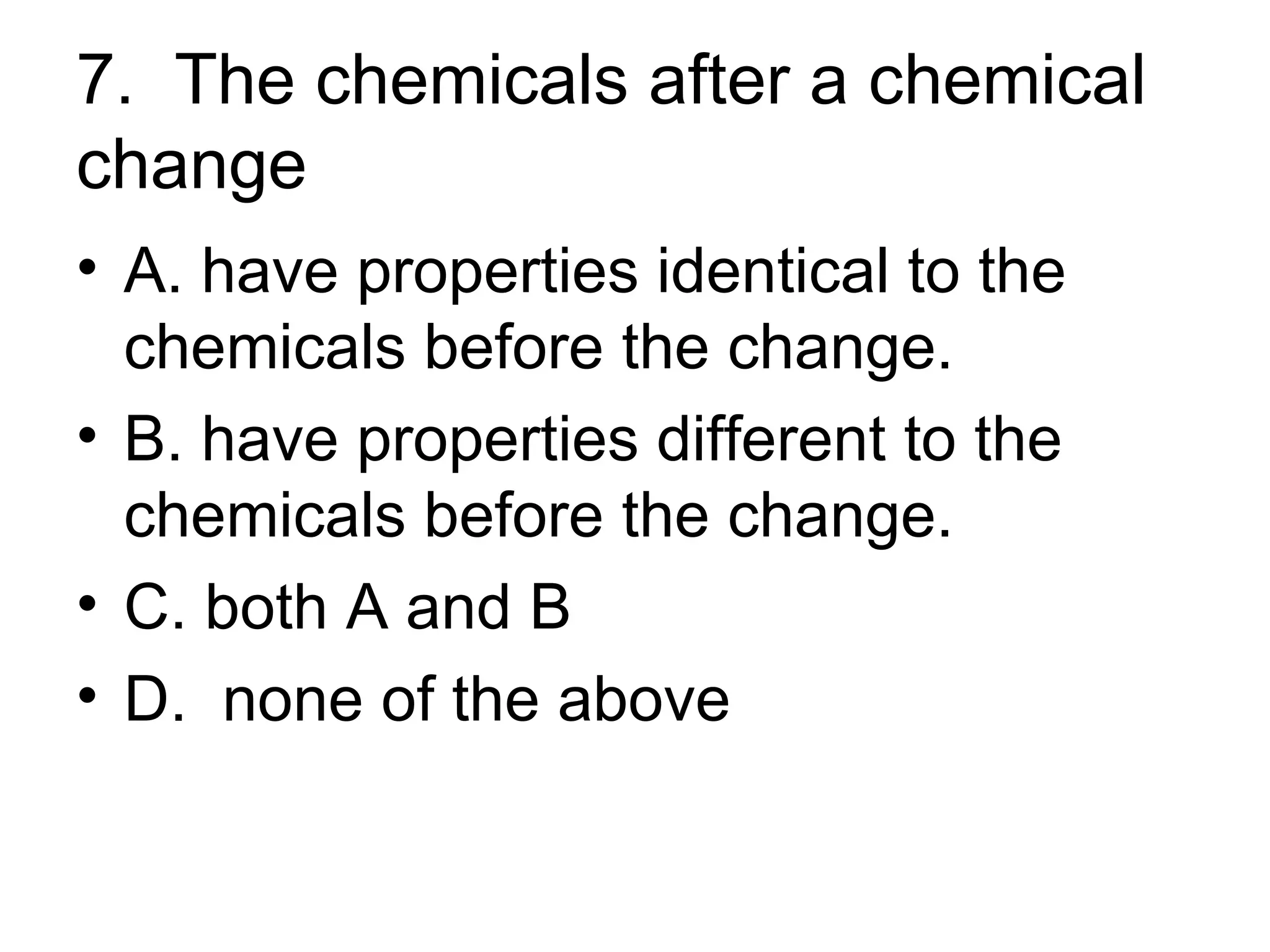 Chemical and Physical Change Practice | PPT