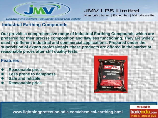 Chemical Earthing Compound Exporter, Manufacturer, JMV LPS Limited, Noida | PPT