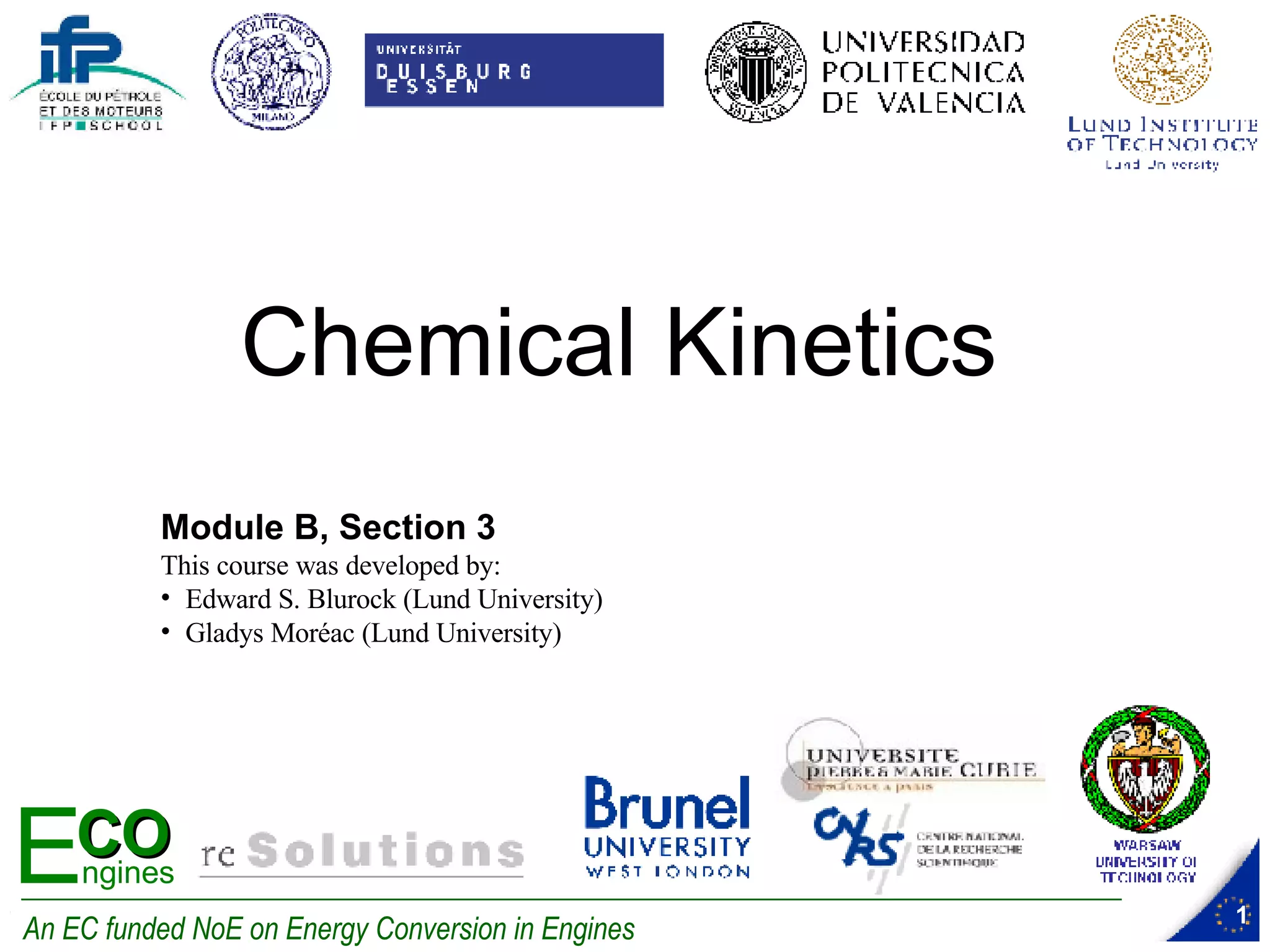 EcoEngines Chemical Kinetics | PPT | Chemistry | Science