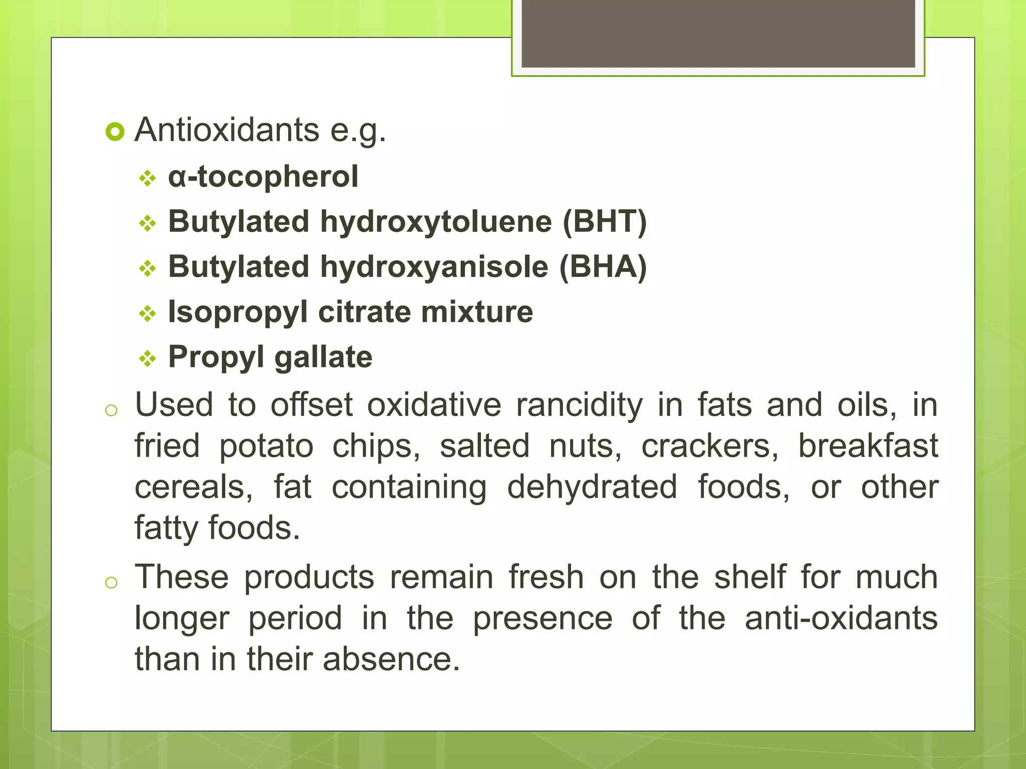 Chemical additives as non preservatives | PPTX