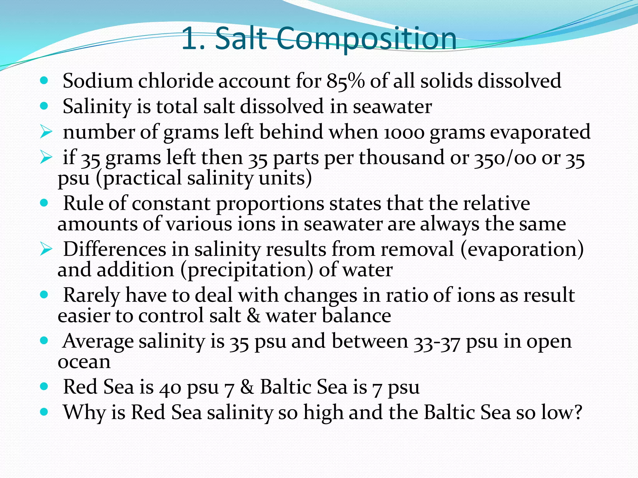 Chemical and physical features of seawater and the | PPTX