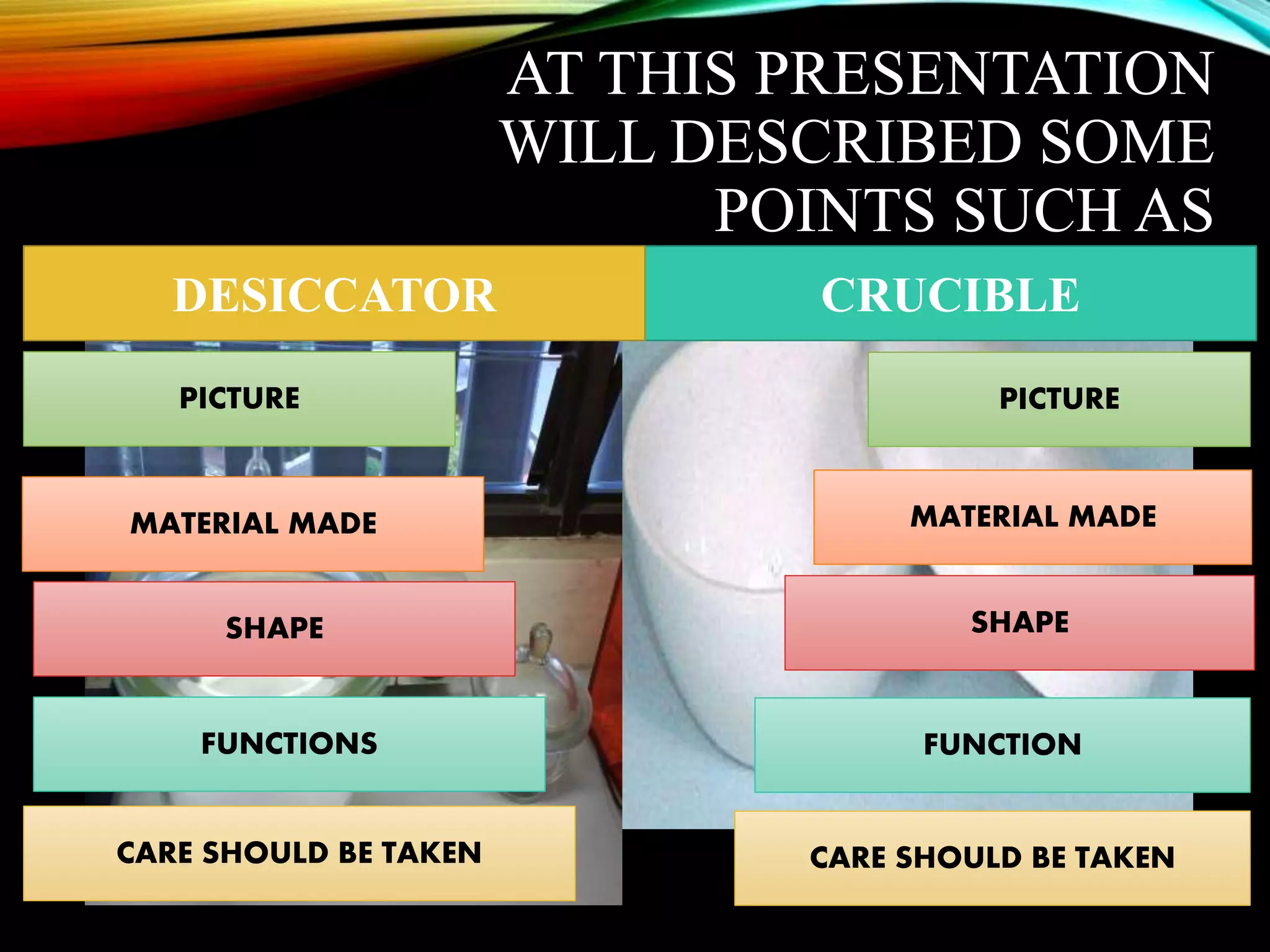 Chemical Apparatus of Crucible And Dessicator. | PPTX
