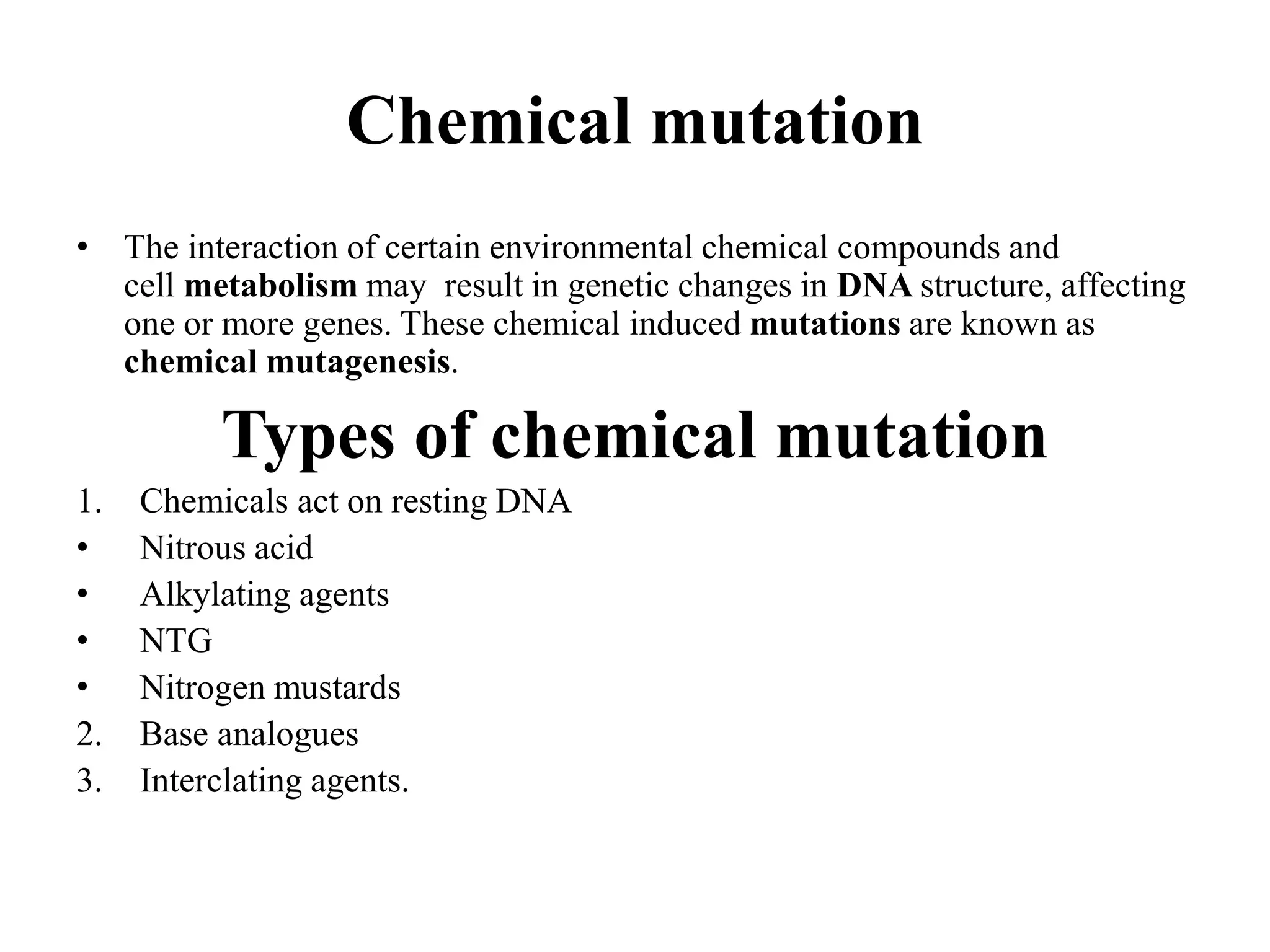 Chemical aspects of mutagens 1-1 | PPTX