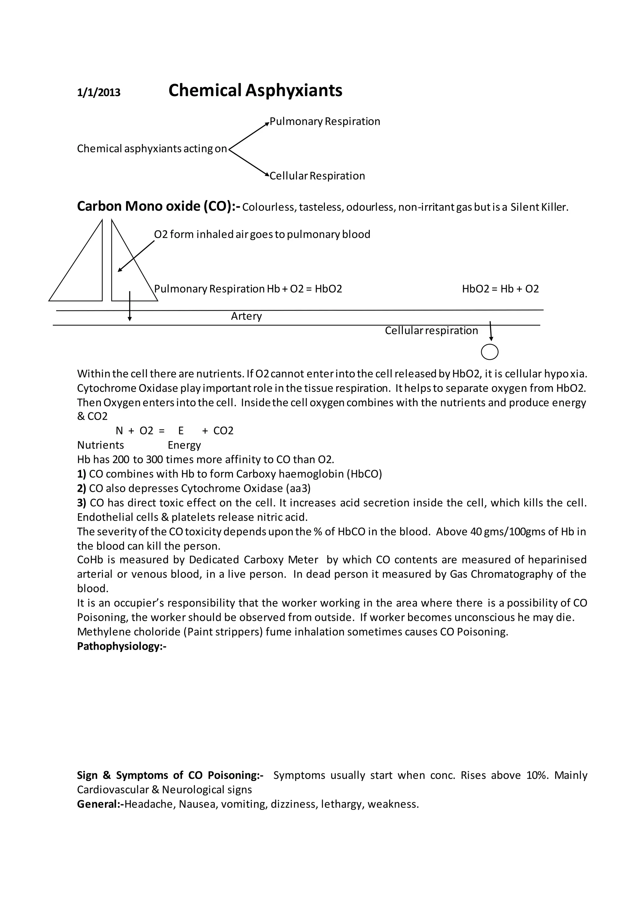 Chemical asphyxiants | DOCX | Blood Disorders | Diseases and Conditions