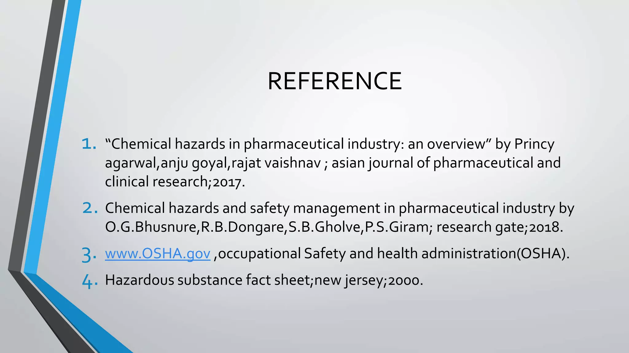 Chemical based hazards in pharmaceutical | PPTX Chemical based hazards in pharmaceutical | PPTX