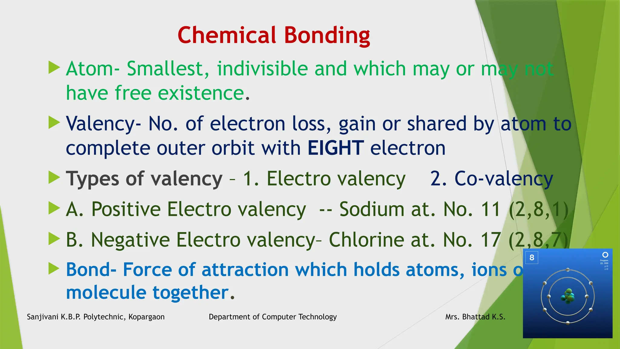 Chemical bonding ppt Kavita Bhattad poly | PPT | Free Download