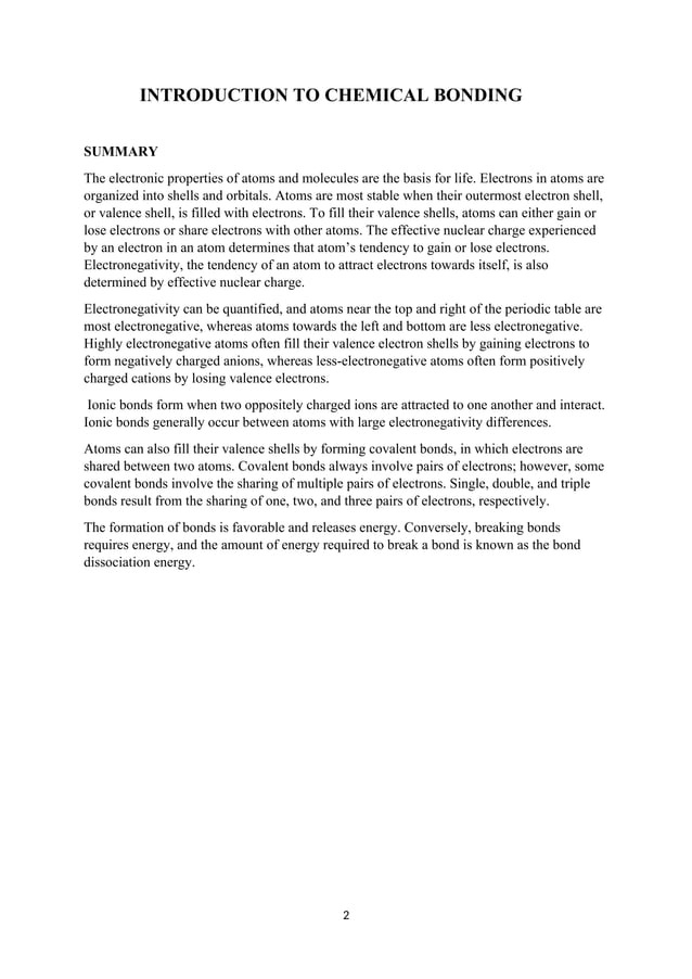 Introduction to Chemical Bonding and types | PDF