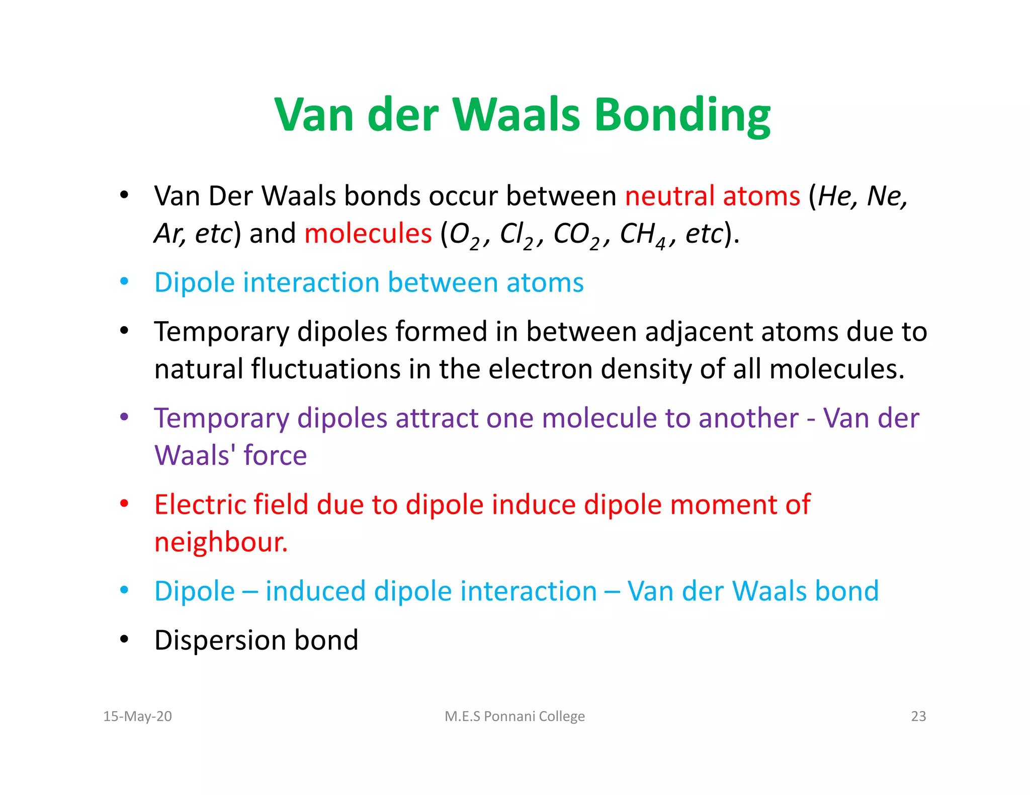 Chemical bonding and different types of interactions | PDF