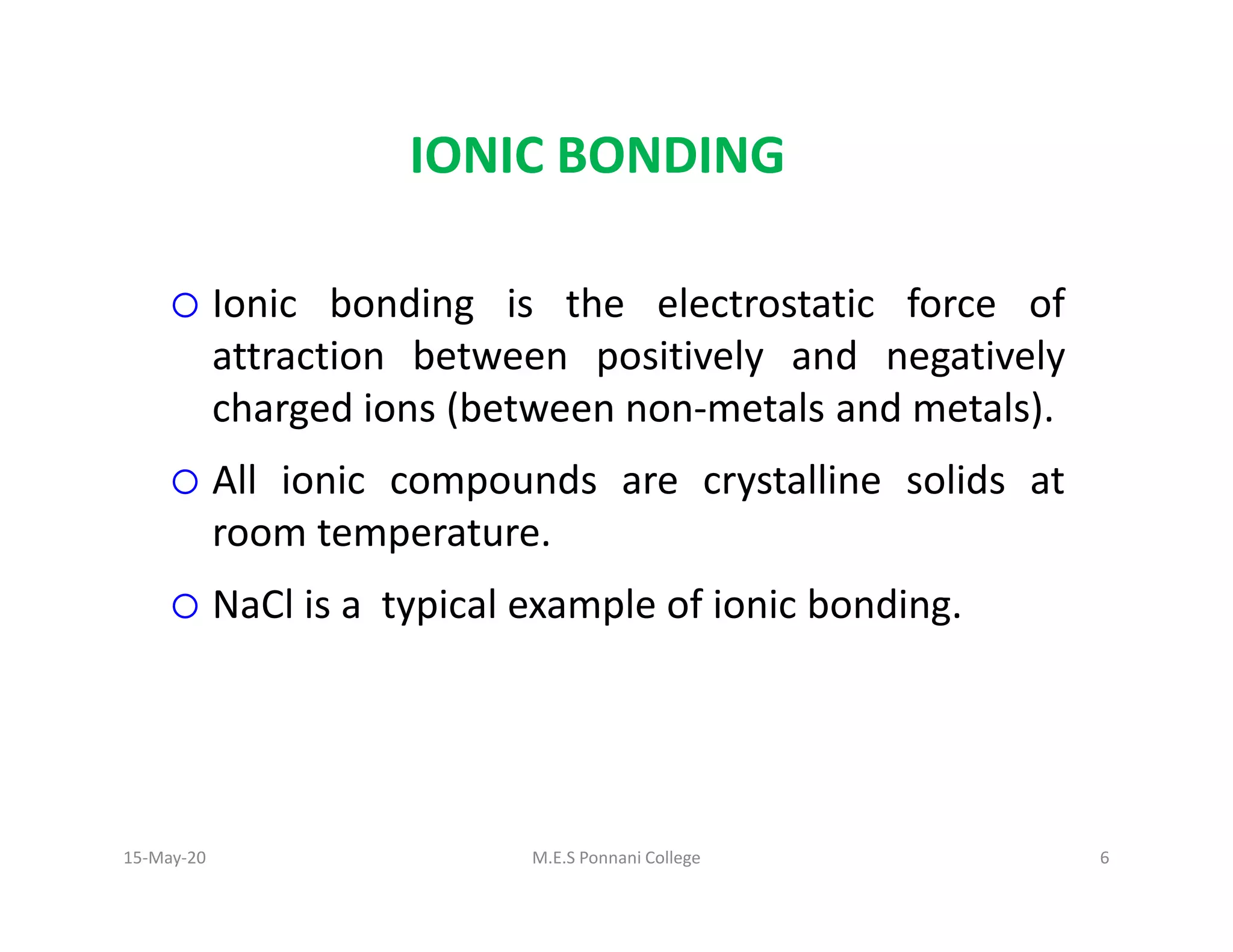 Chemical bonding and different types of interactions | PDF