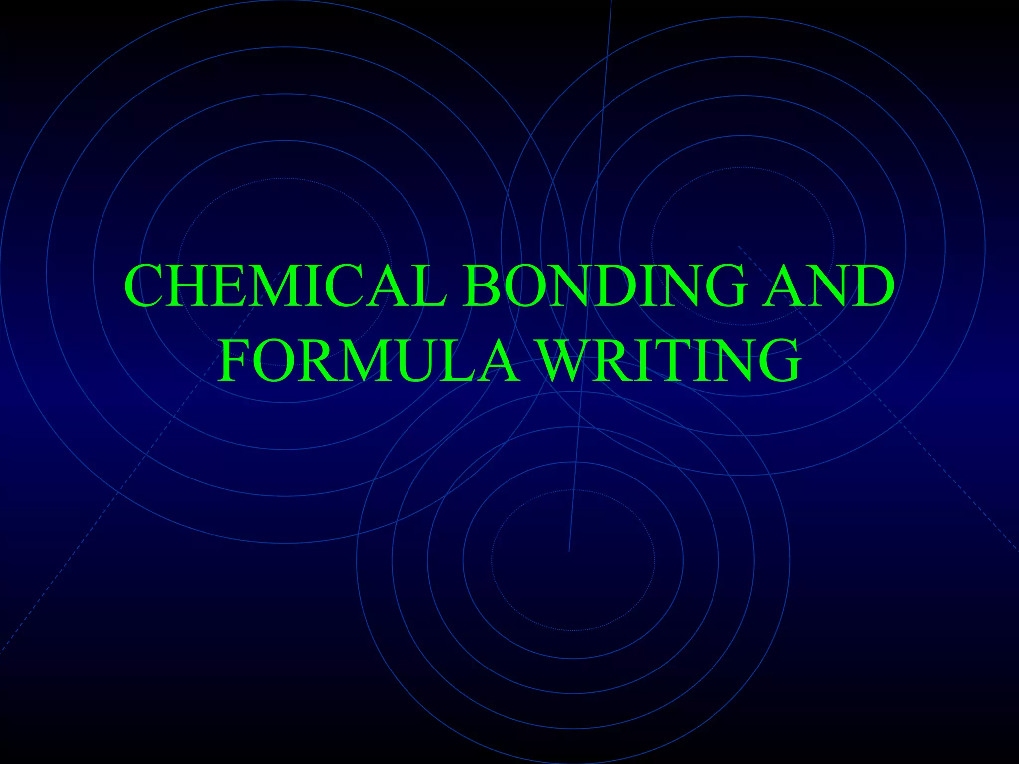Chemical Bonding and Formula Writing | PPT