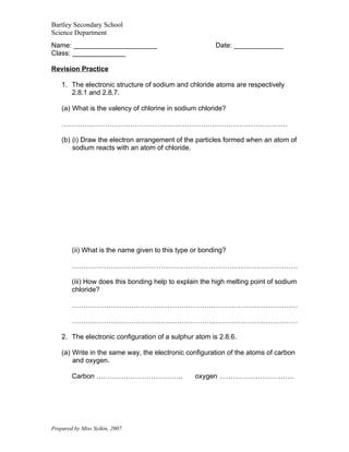 Chemical Bonding Revision Notes | PDF
