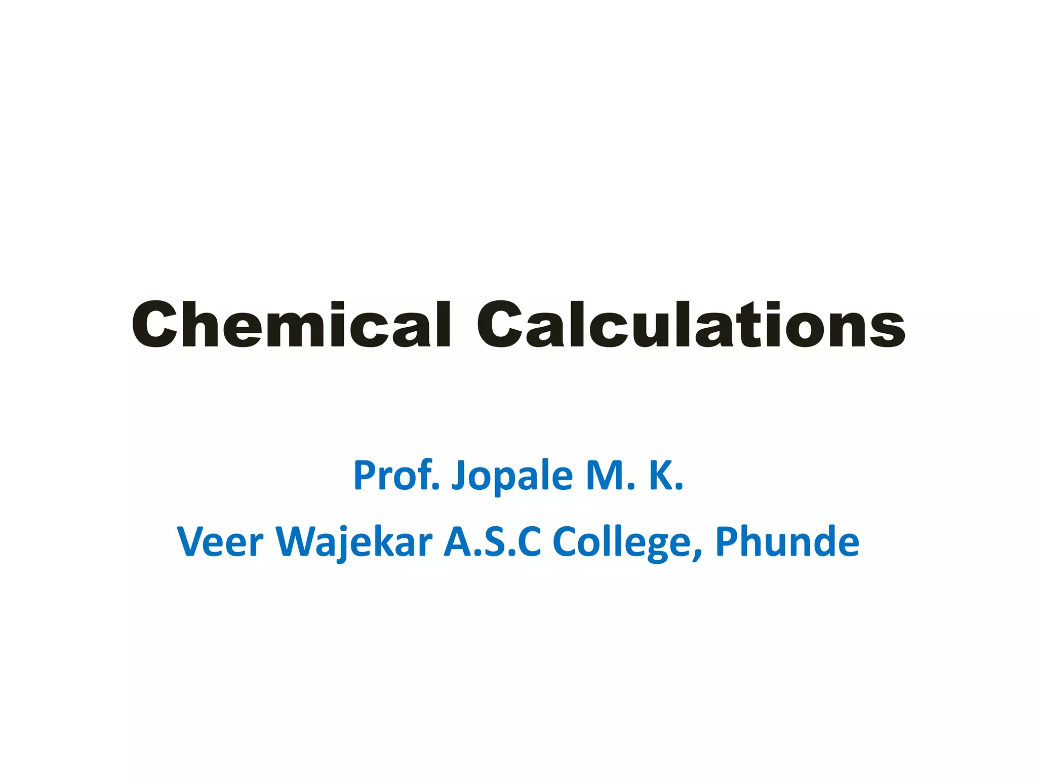 Chemical calculation f.y | PPTX