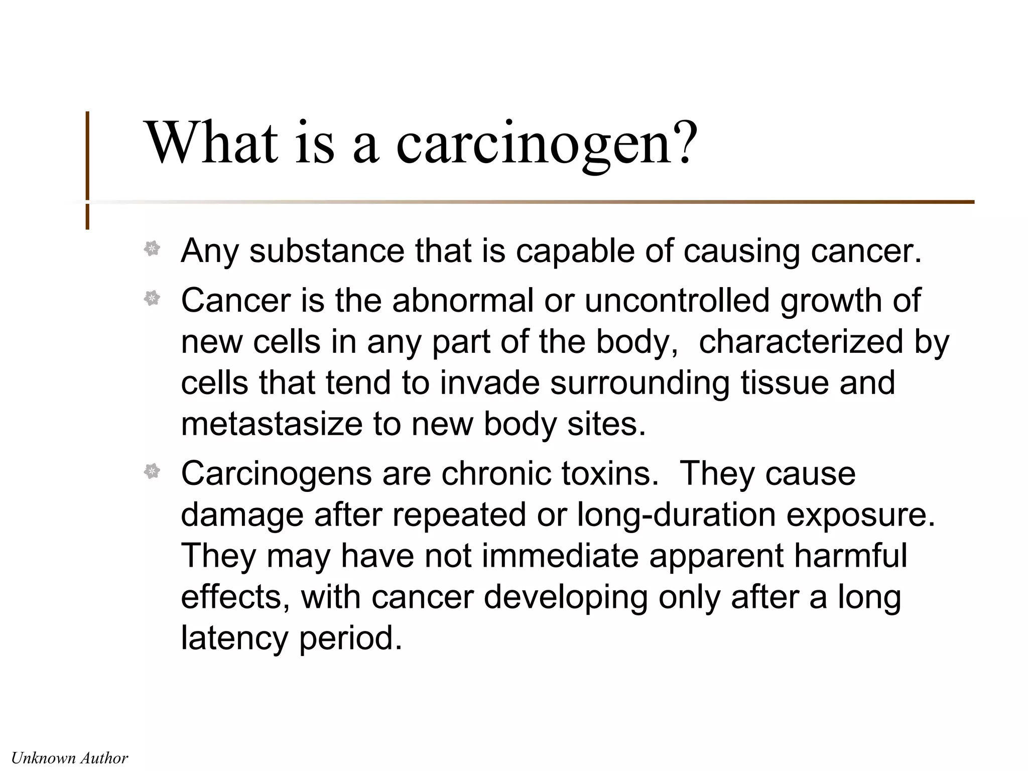 Chemical Carcinogens | PPT