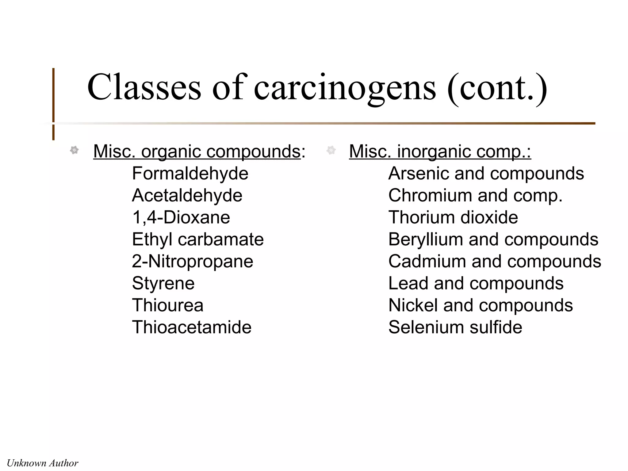 Chemical Carcinogens | PPT