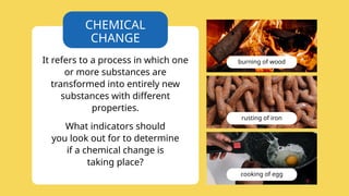 Chemical change and it's indicators to identify. | PPTX