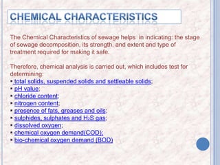 Chemical characteristics of sewage and their testing | PPTX