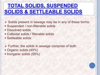 Chemical characteristics of sewage and their testing | PPTX