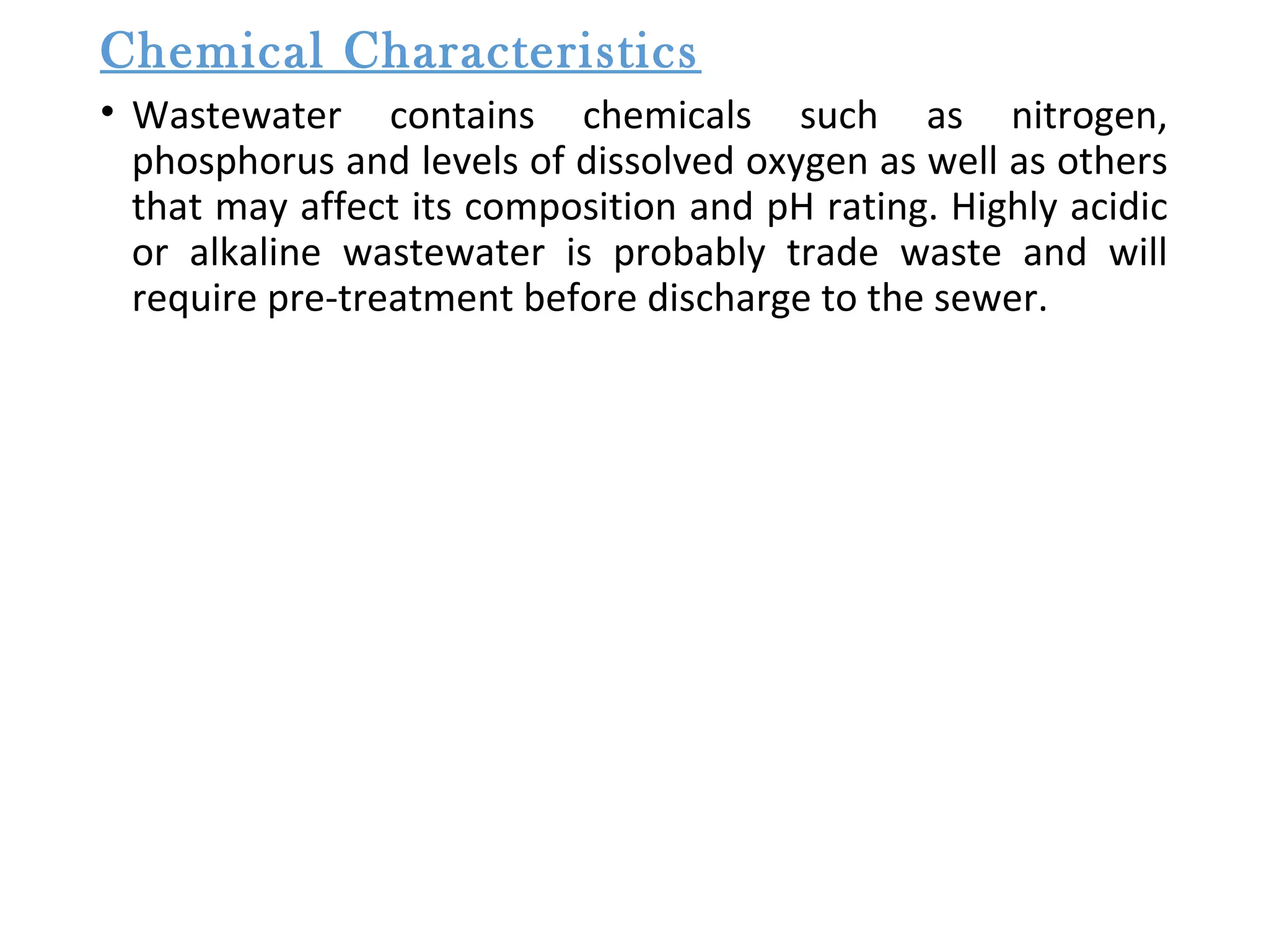 Chemical Characteristics of Wastewater | PPT