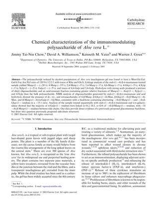 Chemical characterization of the immunomodulating polysaccharide of ...
