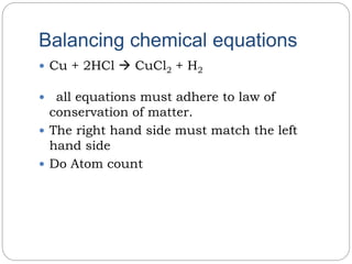 Chemicalcombinationsbalancingchemeqns | PPT