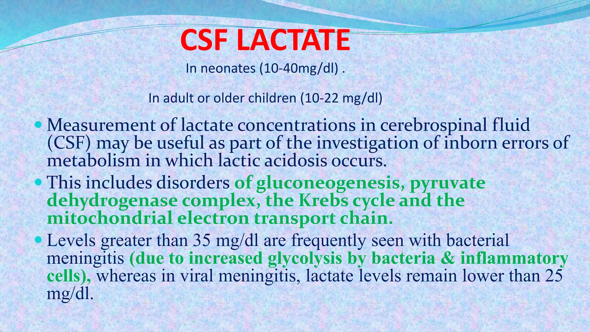 Chemical components of CSF analysis | PPTX